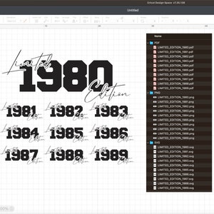 LIMITED EDITION 1980 - 1989 SVG | 1980 Svg, 1981 Svg, 1982 Svg, 1983 ...