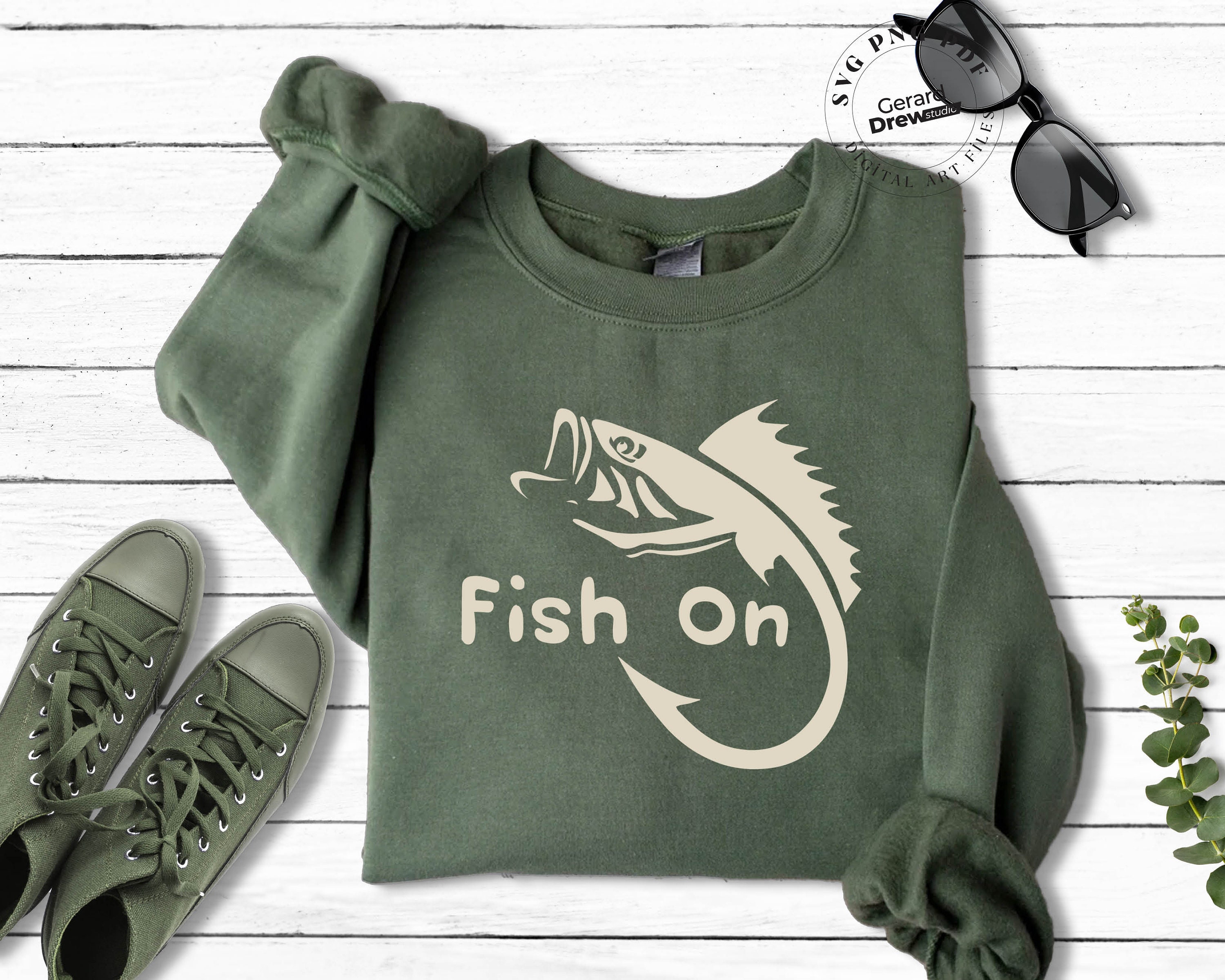 Fish on SVG, Fisherman Svg, Bass Fishing PNG, Father's Day (digital ...