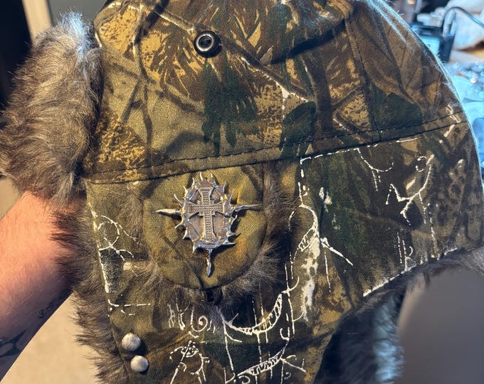 Custom Painted Cybersigilism and Victorian Trapper Hat - Etsy