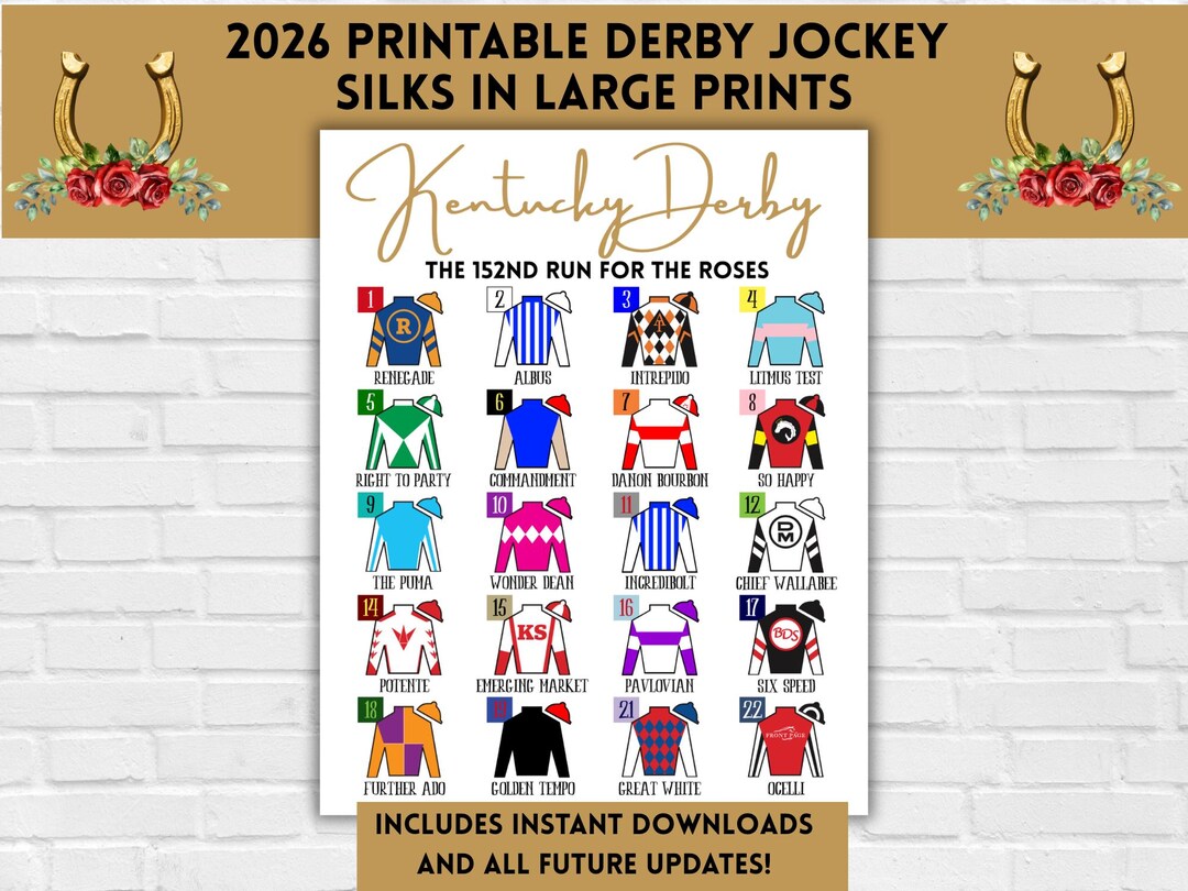 2026 Kentucky Derby Silks Print, 152nd Derby Horse Roster, Derby ...