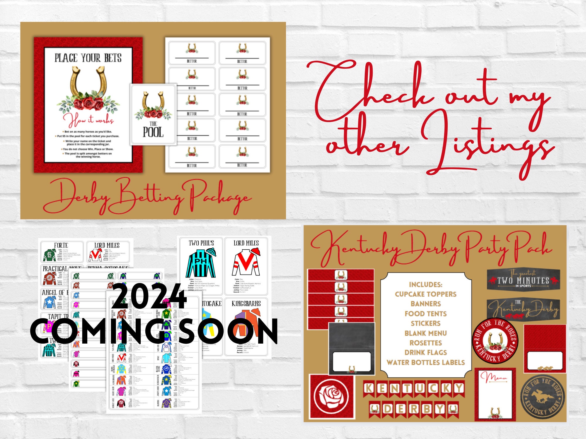 Kentucky Derby Sign Bundle, Horse Racing Party Decor (digital Download ...