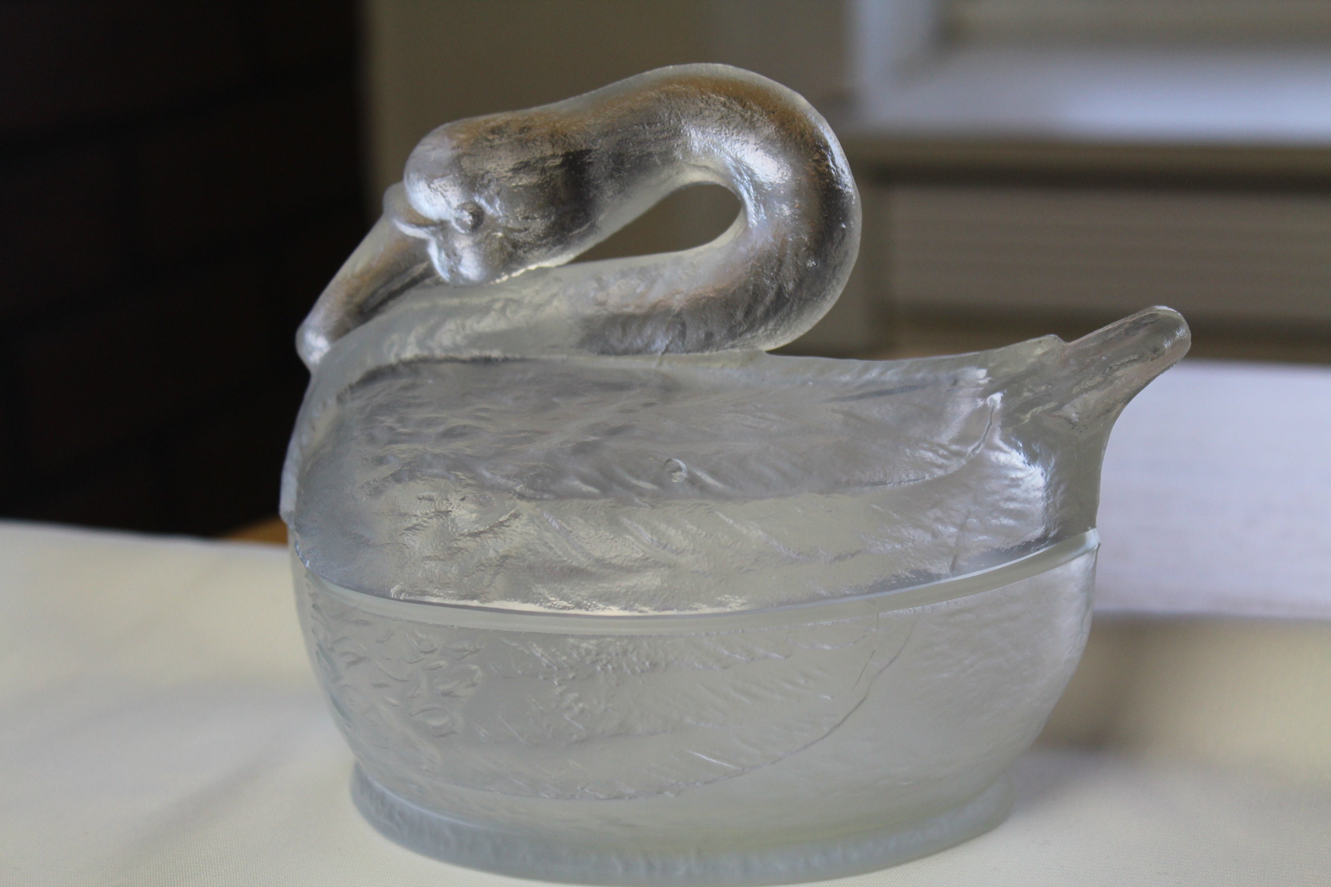 Vintage LE Smith Glass Swan Candy Dish With Lid - Etsy