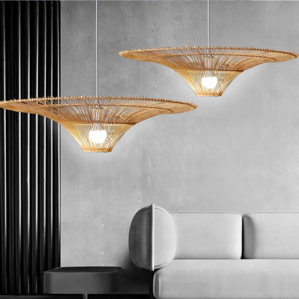 Large Rattan Light - Etsy