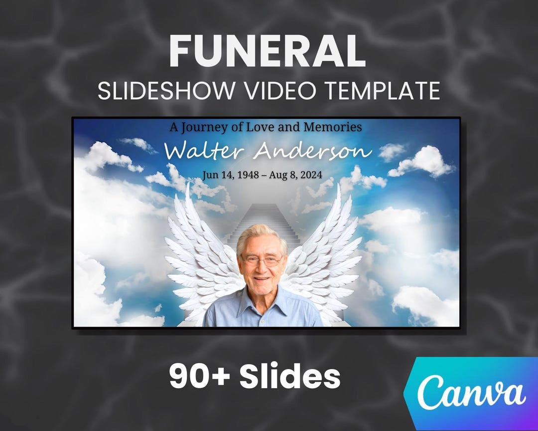Funeral Slideshow Video Canva Template, Stairs to Heaven, Celebration of Life, Custom Memorial ...