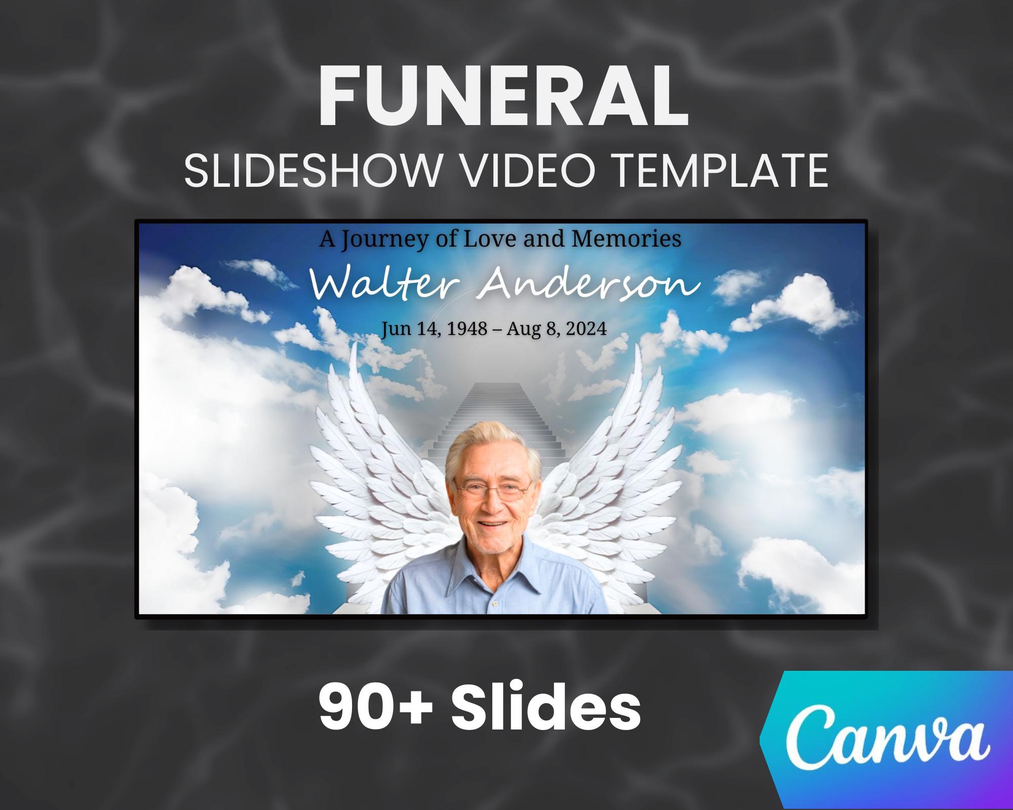 Funeral Slideshow Video Canva Template, Stairs to Heaven, Celebration ...