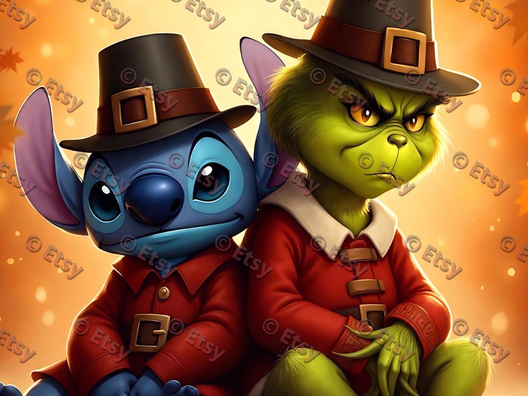 Grinch & Stitch Thanksgiving Wallpaper | PNG (digital Download) - Etsy