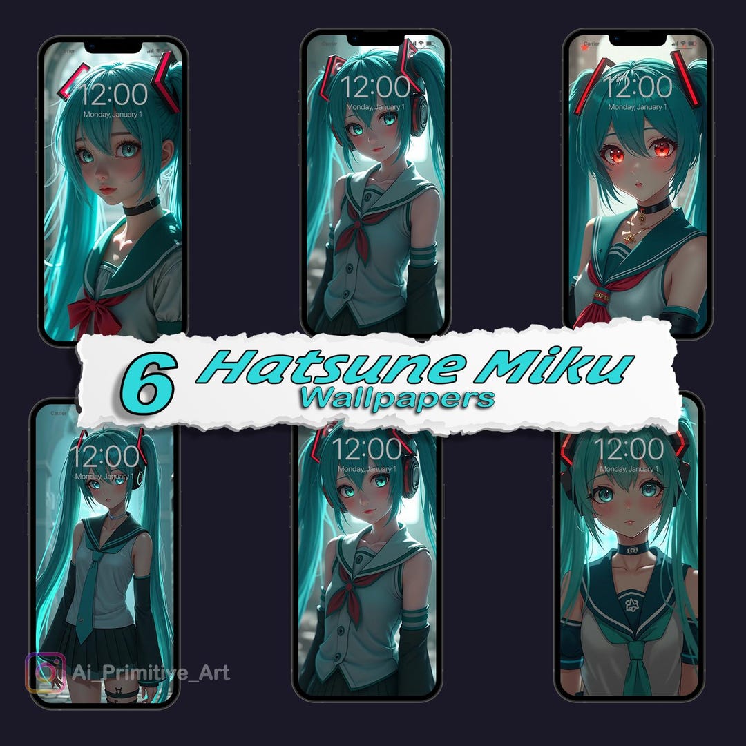 6 Hatsune Miku Phone Wallpapers Anime Phone Wallpaper Pack Iphone ...
