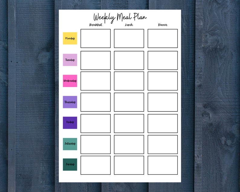 Weekly Meal Plan I A4 Size I Printable I PDF Instant Download - Etsy ...