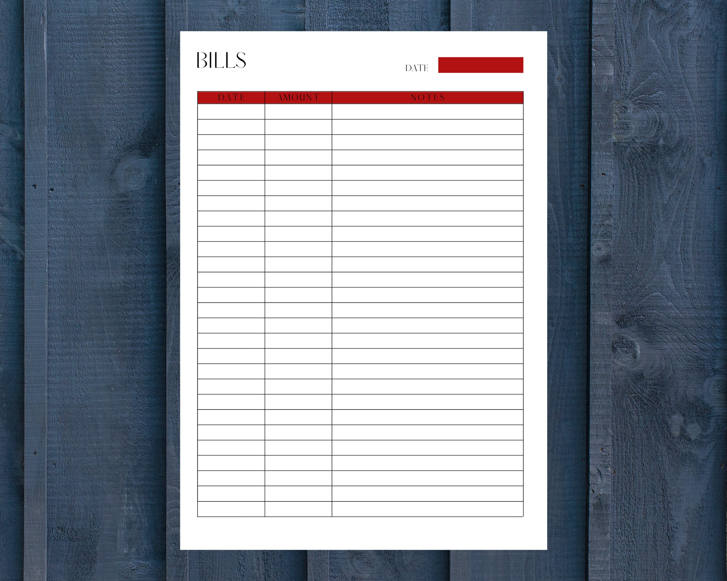 Printable Bills Sheet A4 and US Letter Sizes I 8 Colours - Etsy