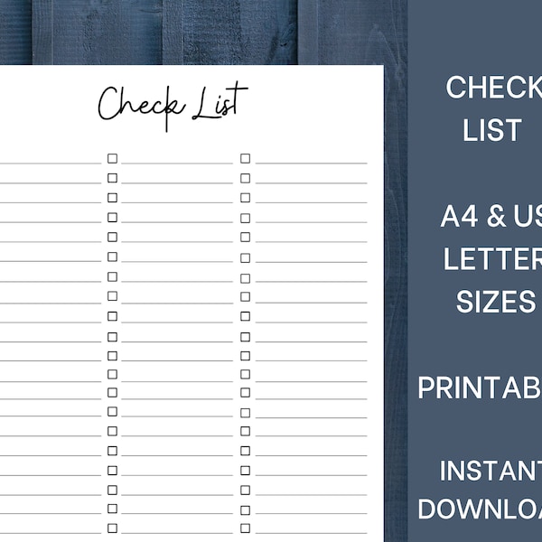 Printable Check List - Etsy