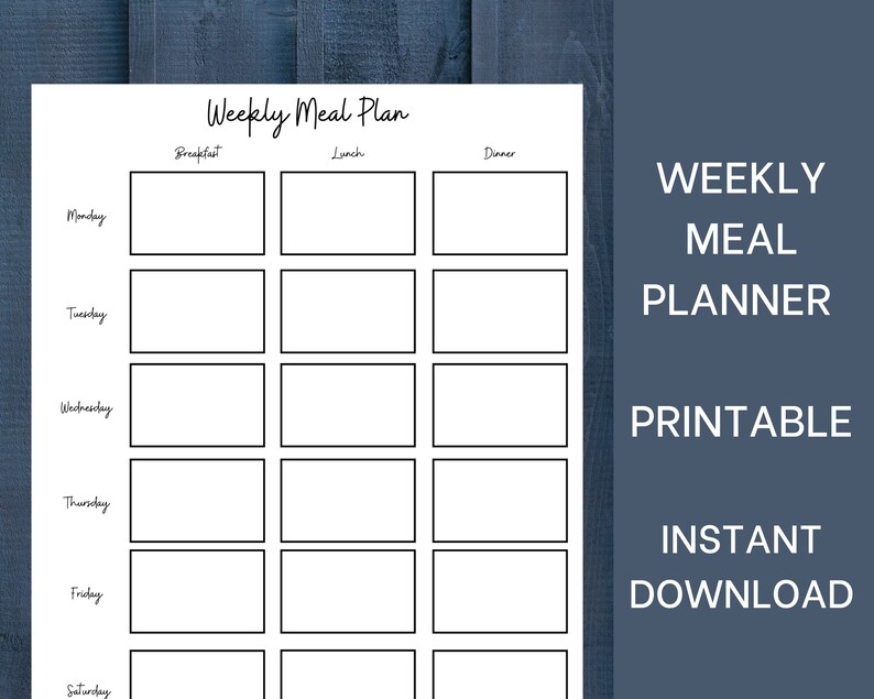 Weekly Meal Plan I A4 Size I Printable I PDF Instant Download - Etsy