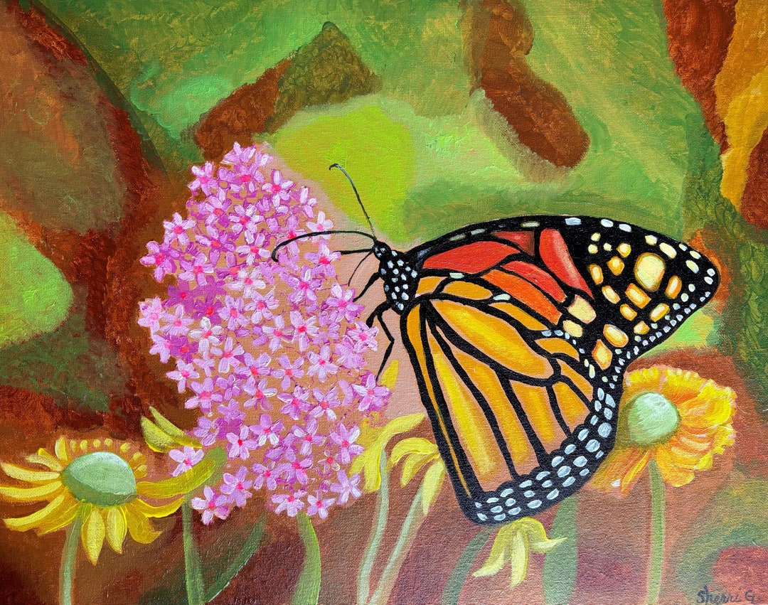Original Acrylic Monarch Butterfly Painting - Etsy