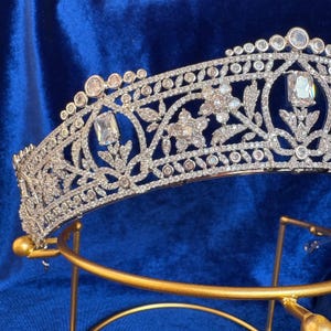 The Harcourt Diamond Tiara Royal Wedding Crown Victorian Simulated ...