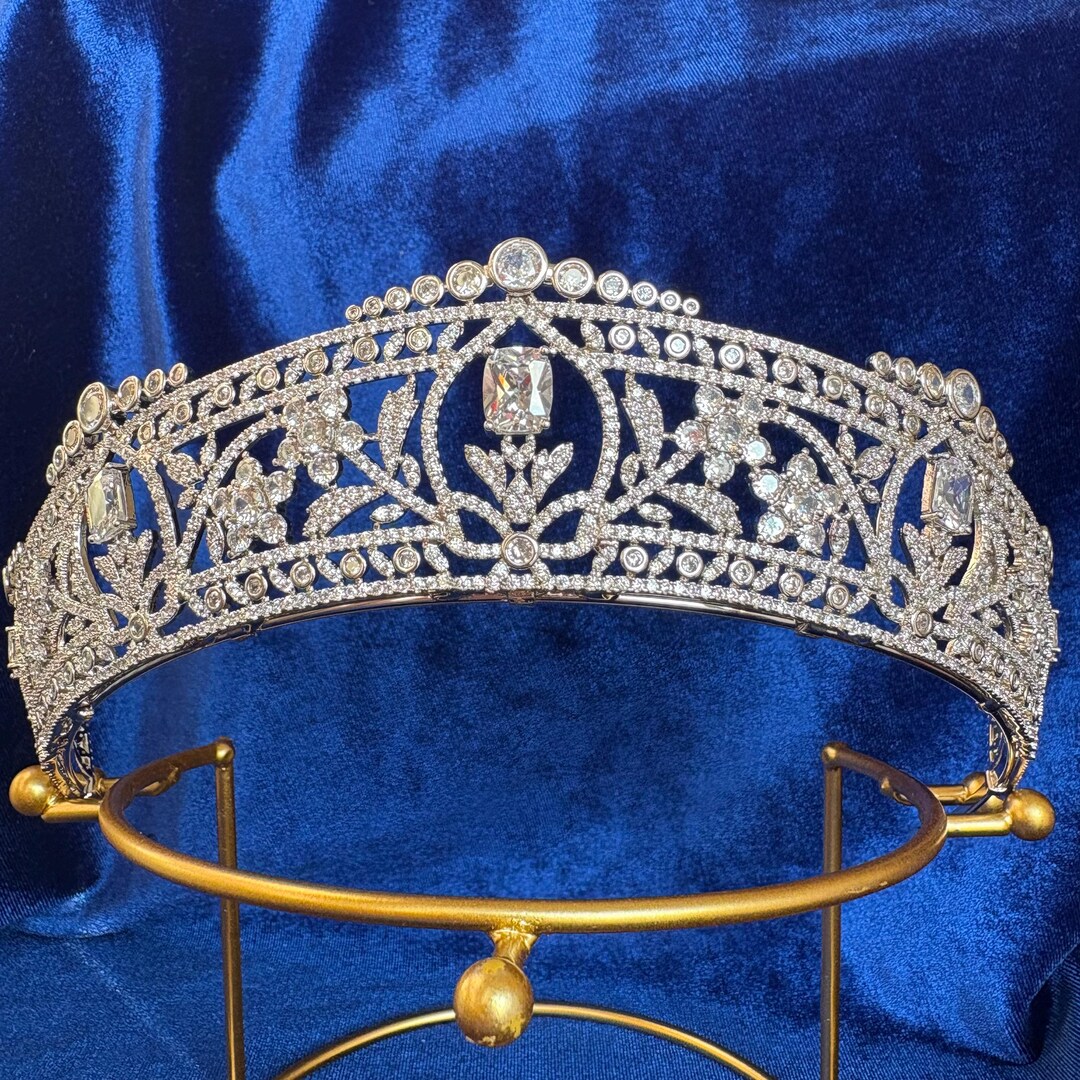 The Harcourt Diamond Tiara Royal Wedding Crown Victorian Simulated ...