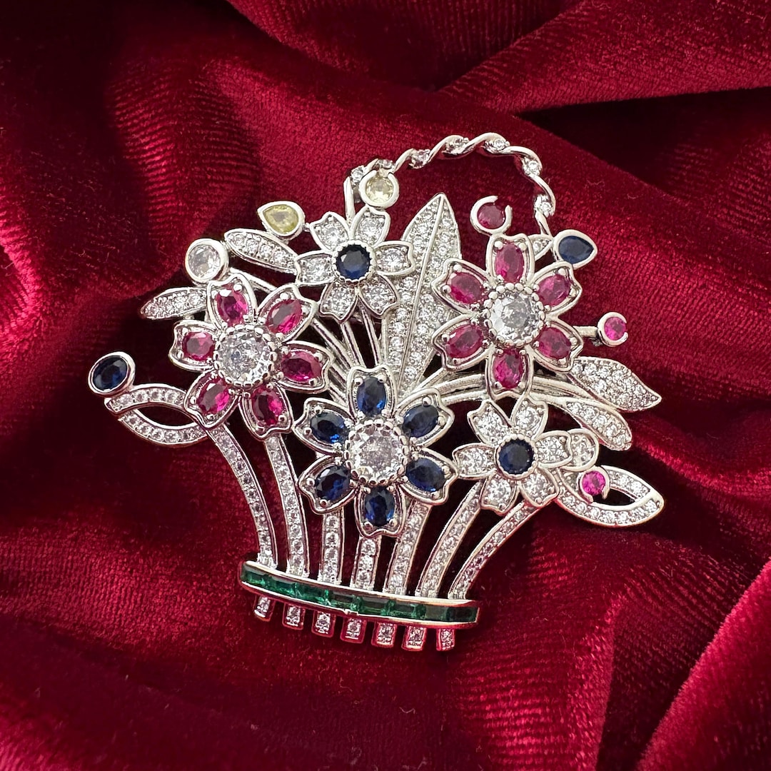 Queen Elizabeth II Flower Basket Brooch British Royal Family Jewelry - Etsy