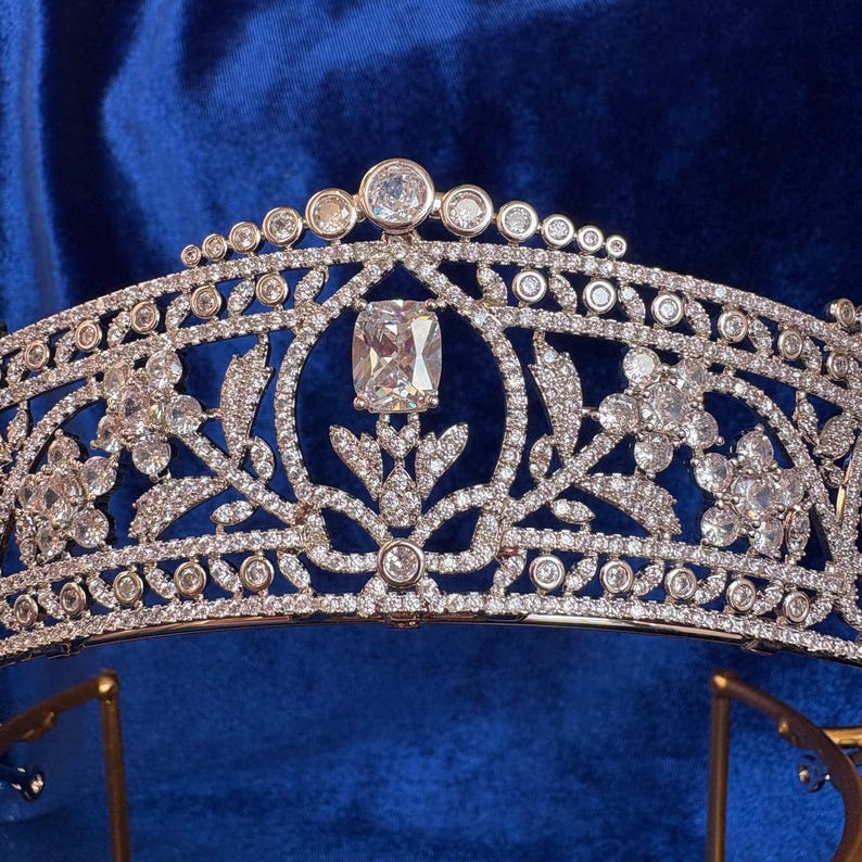 The Harcourt Diamond Tiara Royal Wedding Crown Victorian Simulated ...