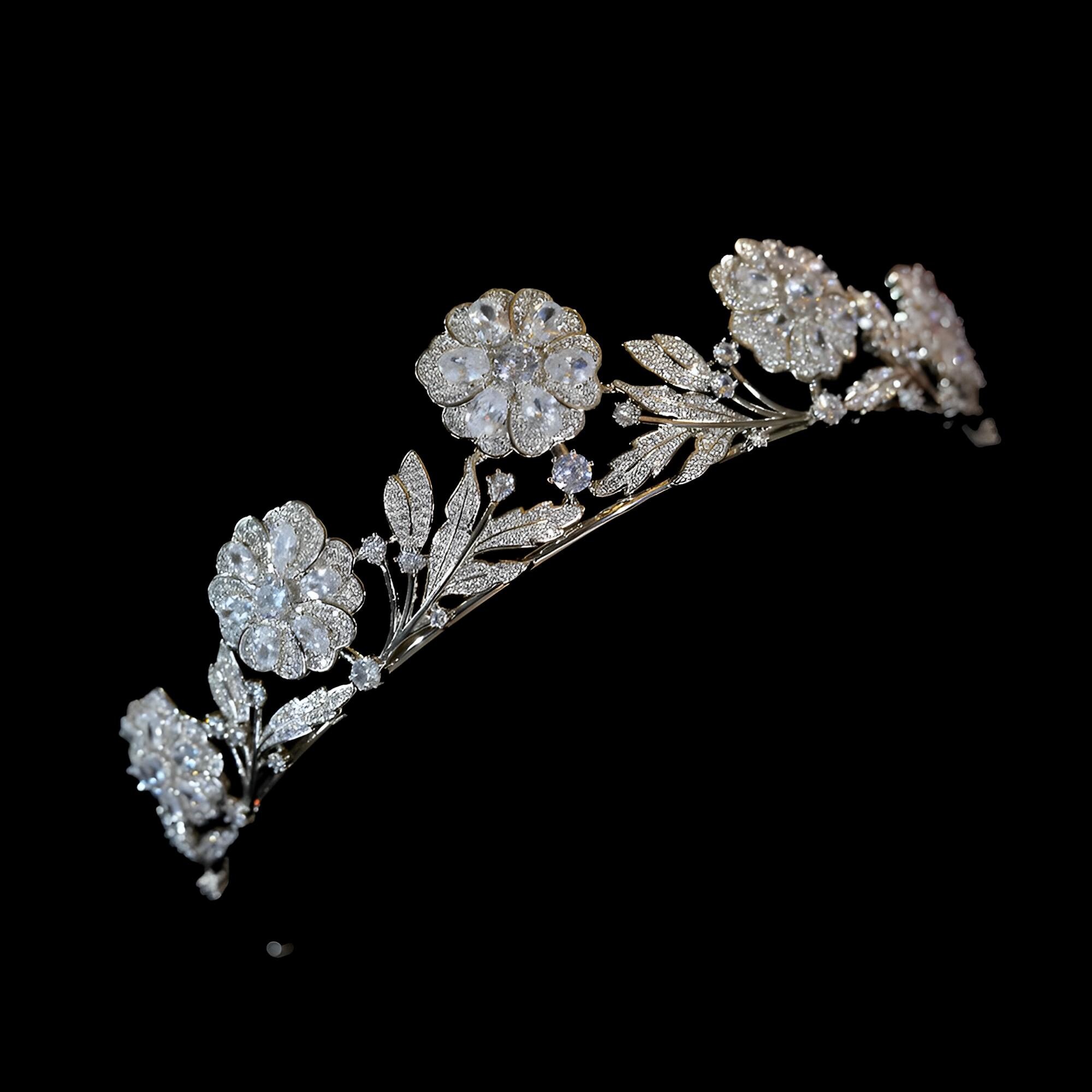 The Strathmore Rose Royal Tiara Kate Middleton Queen Mother Zirconia ...