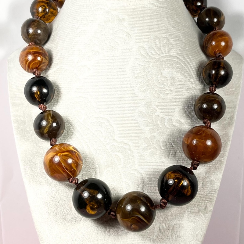 70’s Brown Necklace - Etsy