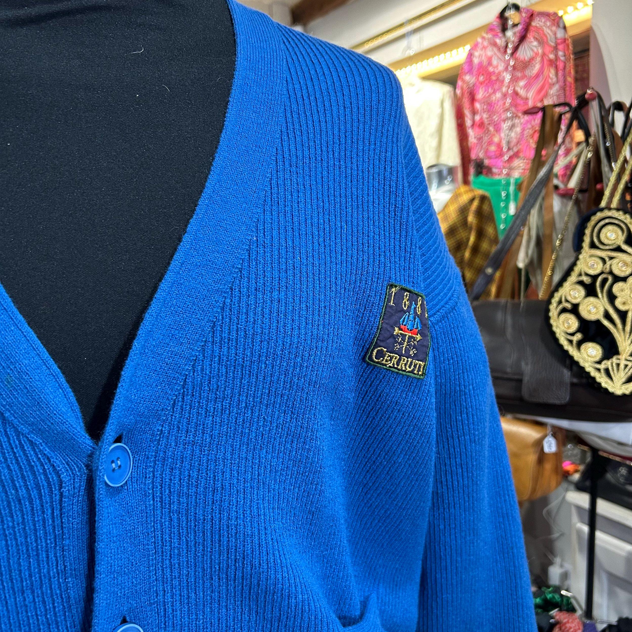 Vintage Blue 80s Wool Cardigan XL - Etsy