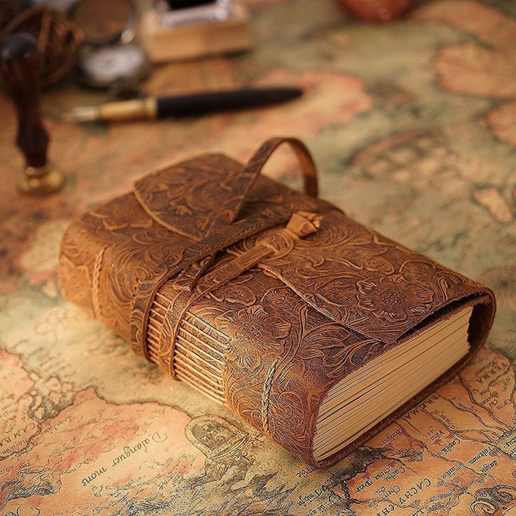 Thick Leather Journal Book 400P 165mmx115mmx40mm Blank Paper - Etsy