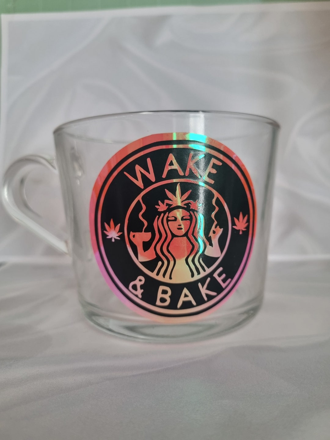 Wake & Bake Glass Mug Stoner Glass Mug, Stoner Cup, Wake and Bake, Wake ...