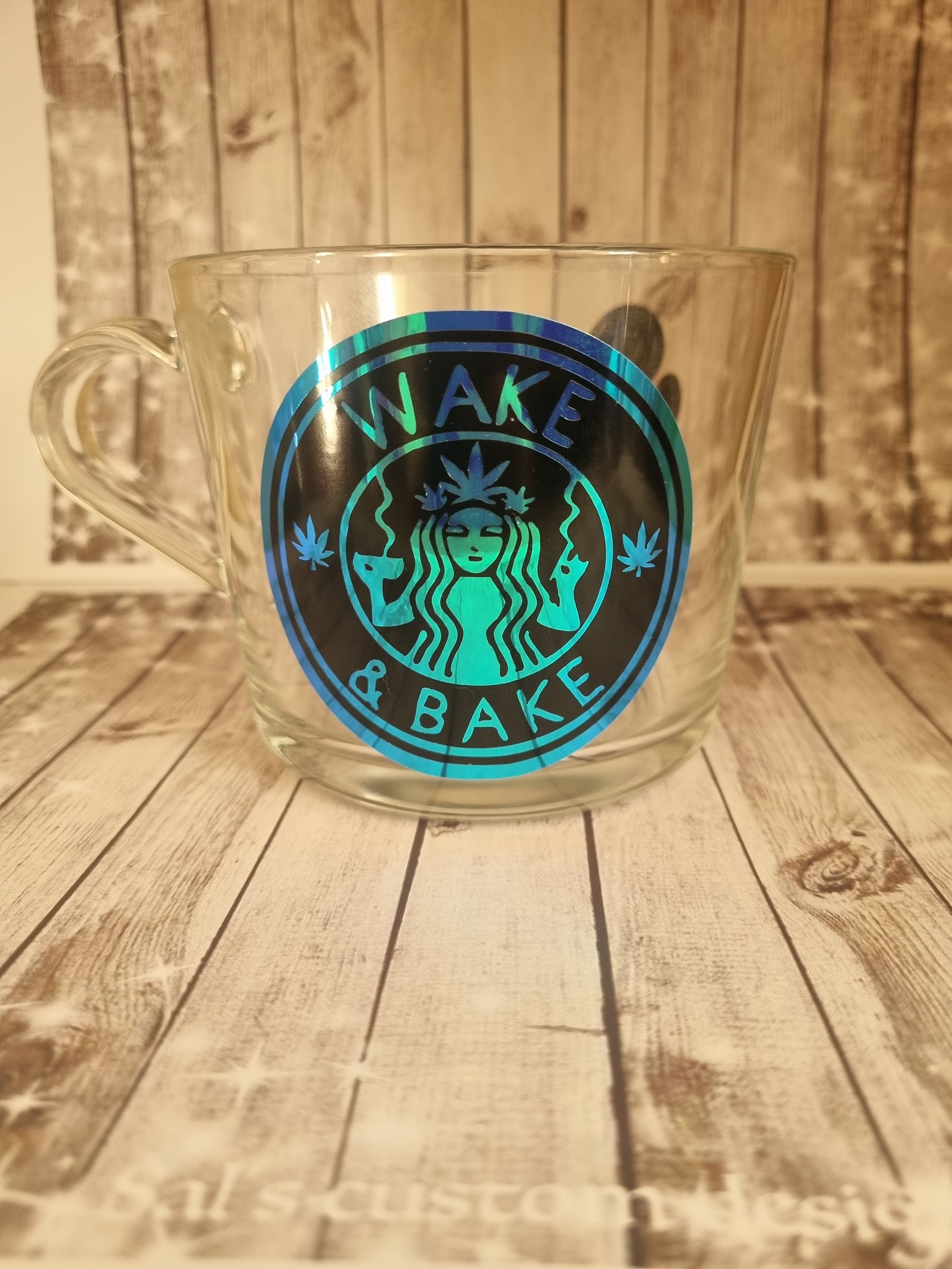 Wake & Bake Glass Mug Stoner Glass Mug, Stoner Cup, Wake and Bake, Wake ...
