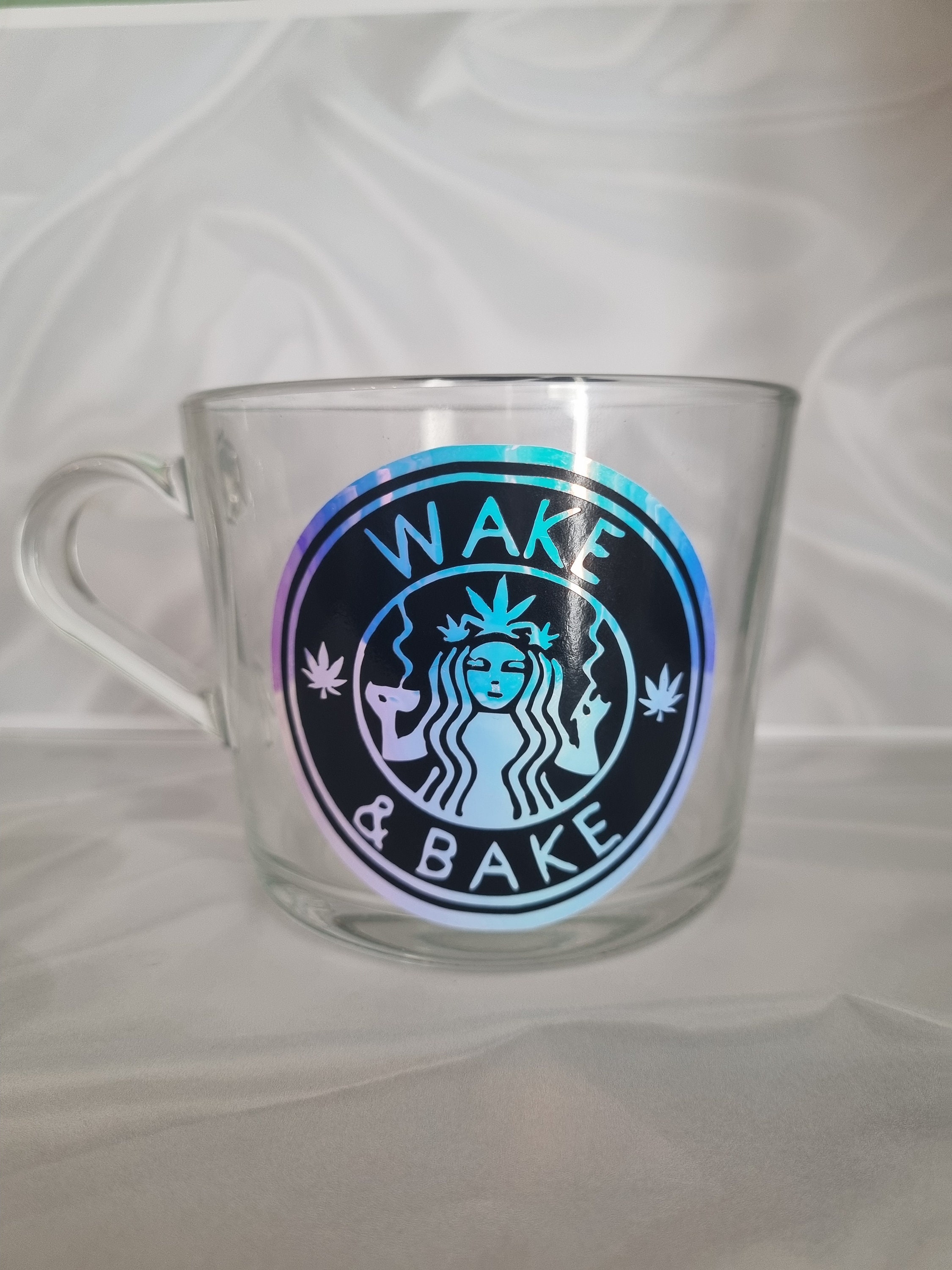 Wake & Bake Glass Mug Stoner Glass Mug, Stoner Cup, Wake and Bake, Wake ...
