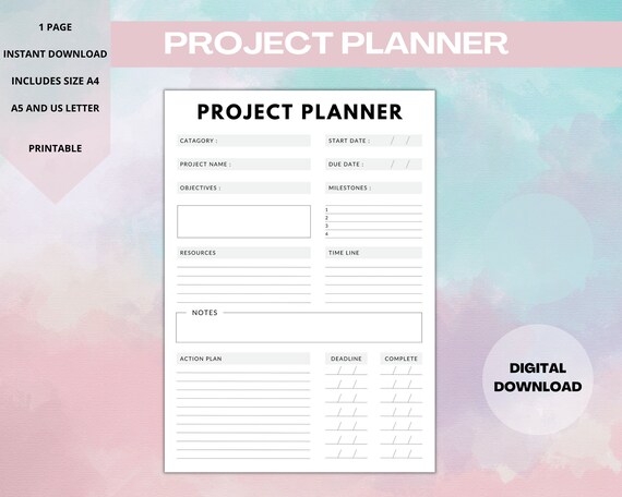 Project Planner Task Tracker Productivity Planner Project - Etsy
