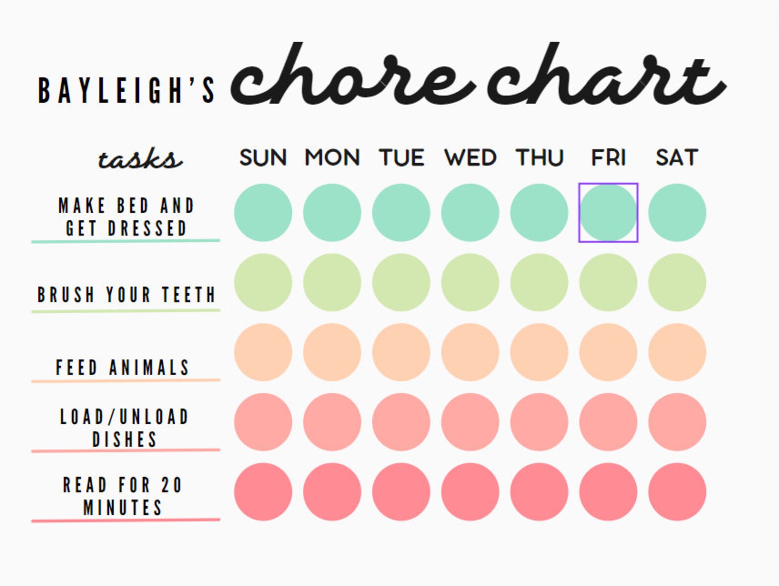 Editable Chore Chart - Etsy