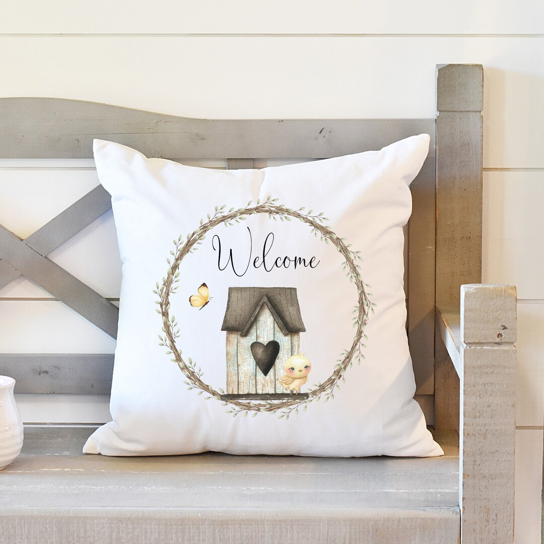 Welcome Pillow Cover Spring Pillow Cover Porch Pillow - Etsy