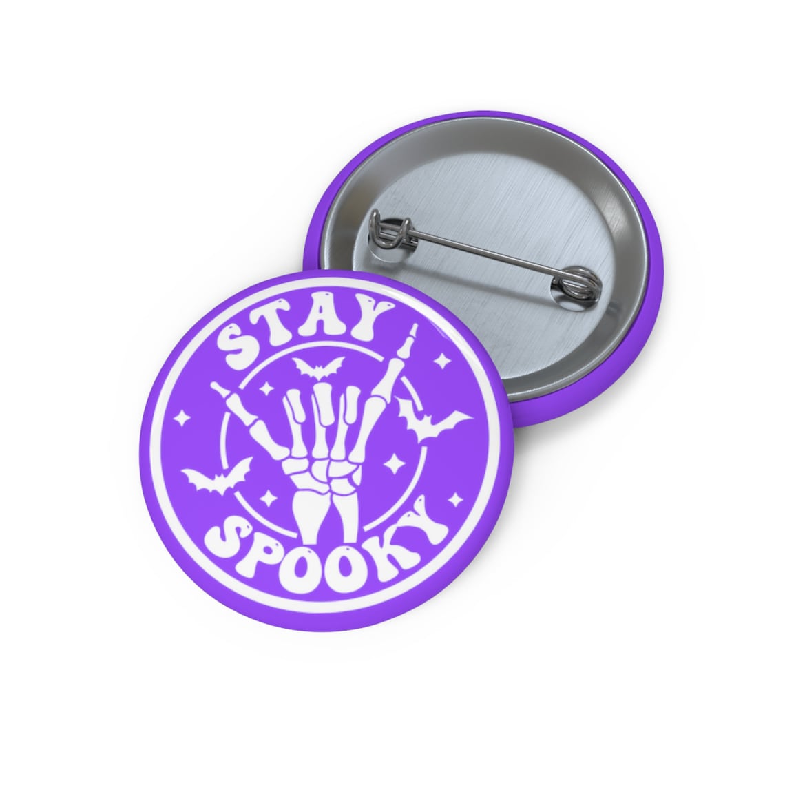 Stay Spooky Purple Skeleton Hand Pin Badge, Cute Buttons, Happy ...