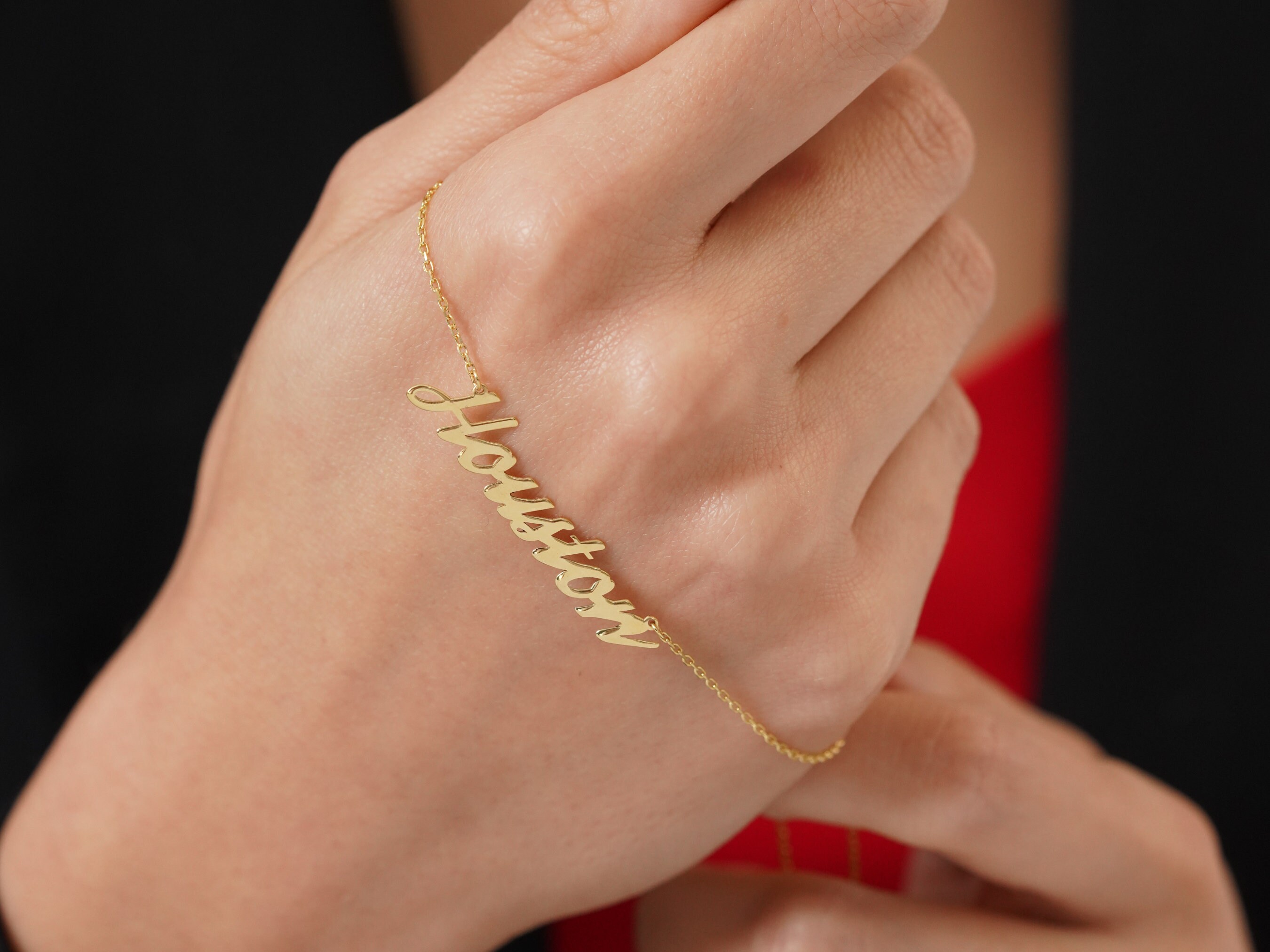 Gold Tiny Lower Name Solid Gold Tiny Name Necklace Dainty | Etsy