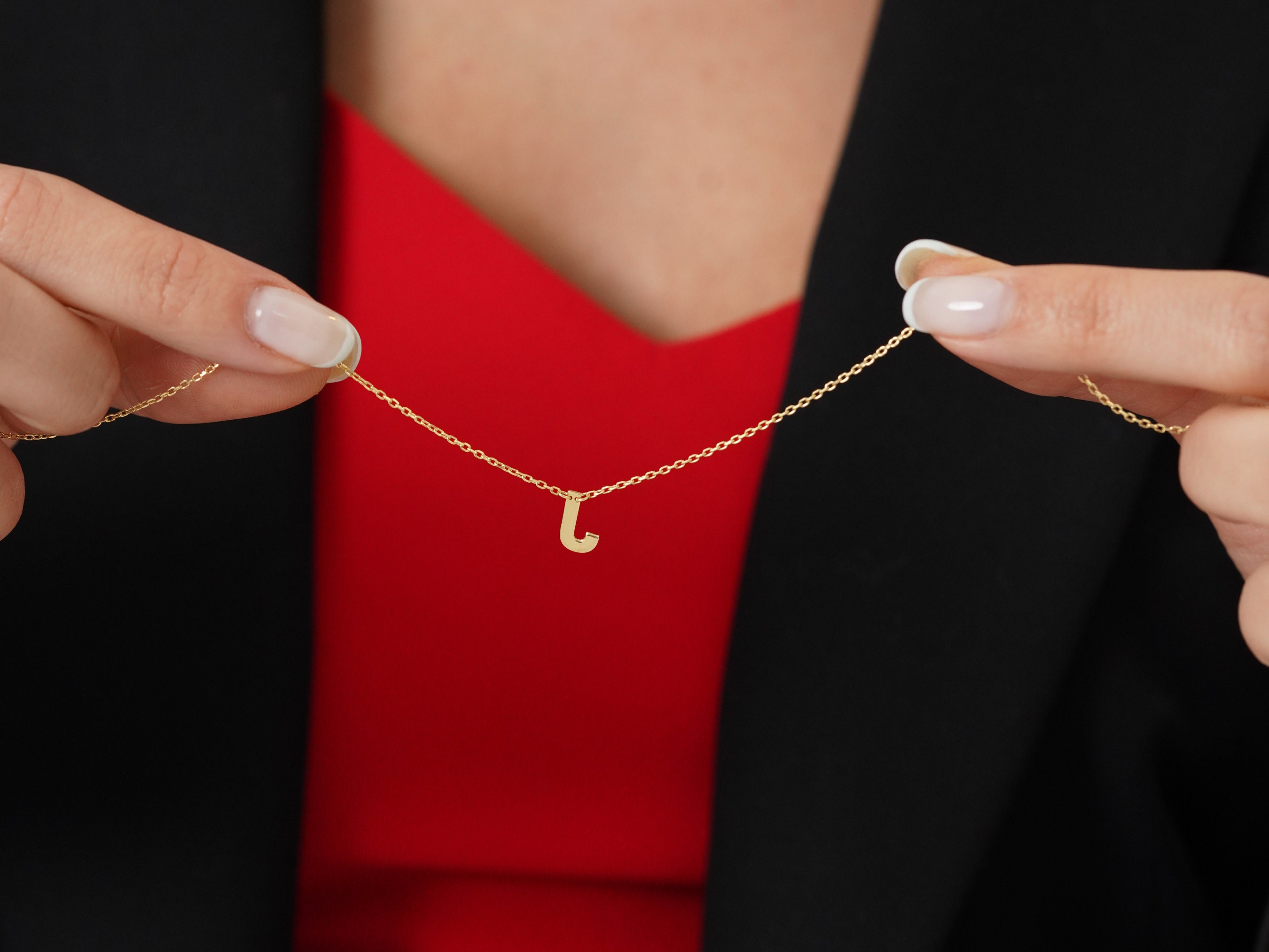 14 K Solid Letter Sideways Solid Gold Personalized Sideways - Etsy UK