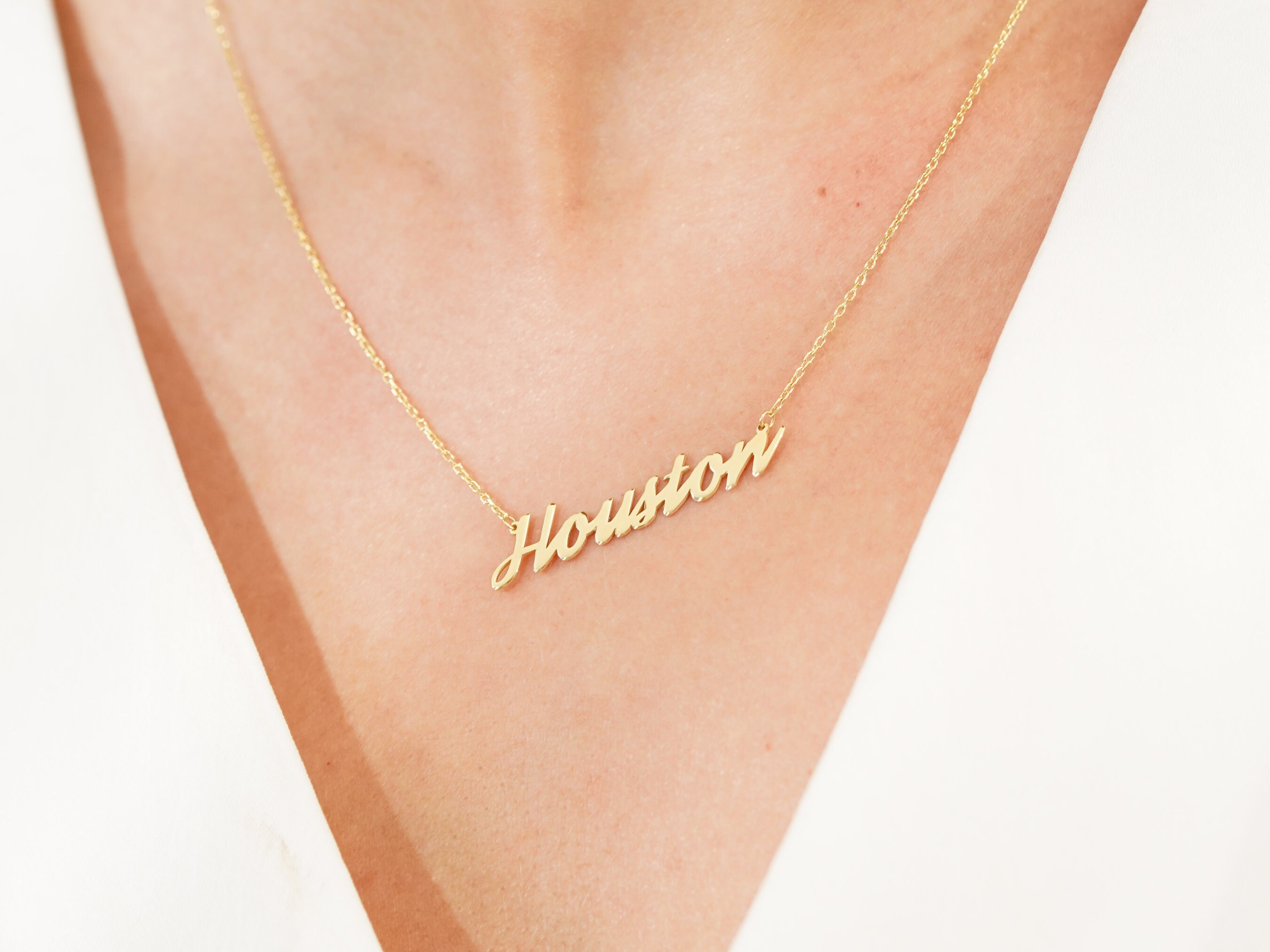 Gold Tiny Lower Name Solid Gold Tiny Name Necklace Dainty - Etsy UK