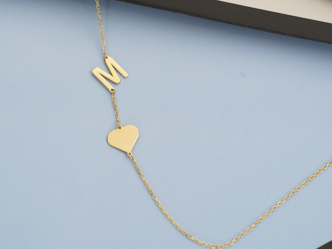 Letra lateral diminuta de 14k inicial lateral diminuta de - Etsy España