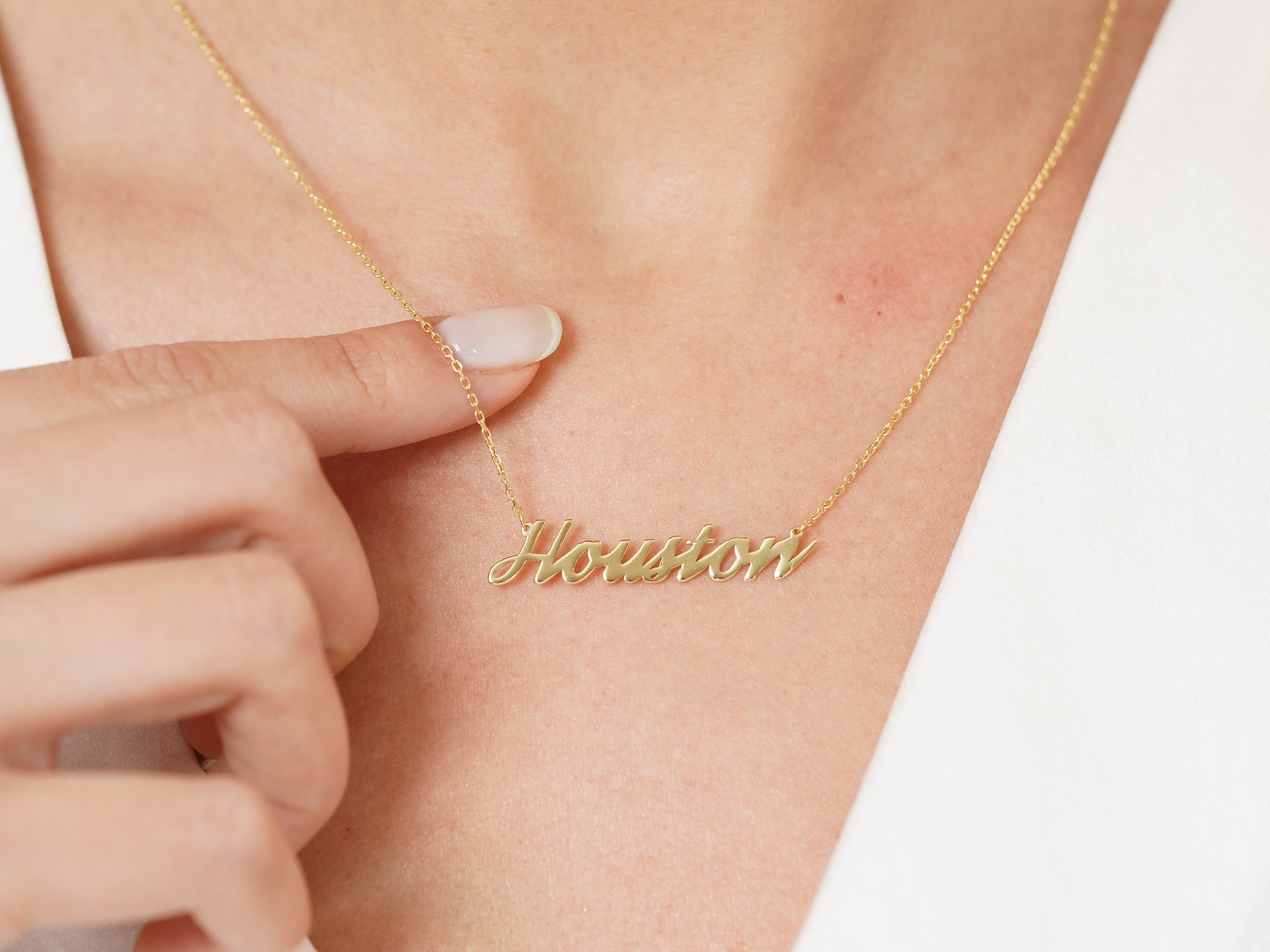Gold Tiny Lower Name Solid Gold Tiny Name Necklace Dainty - Etsy UK