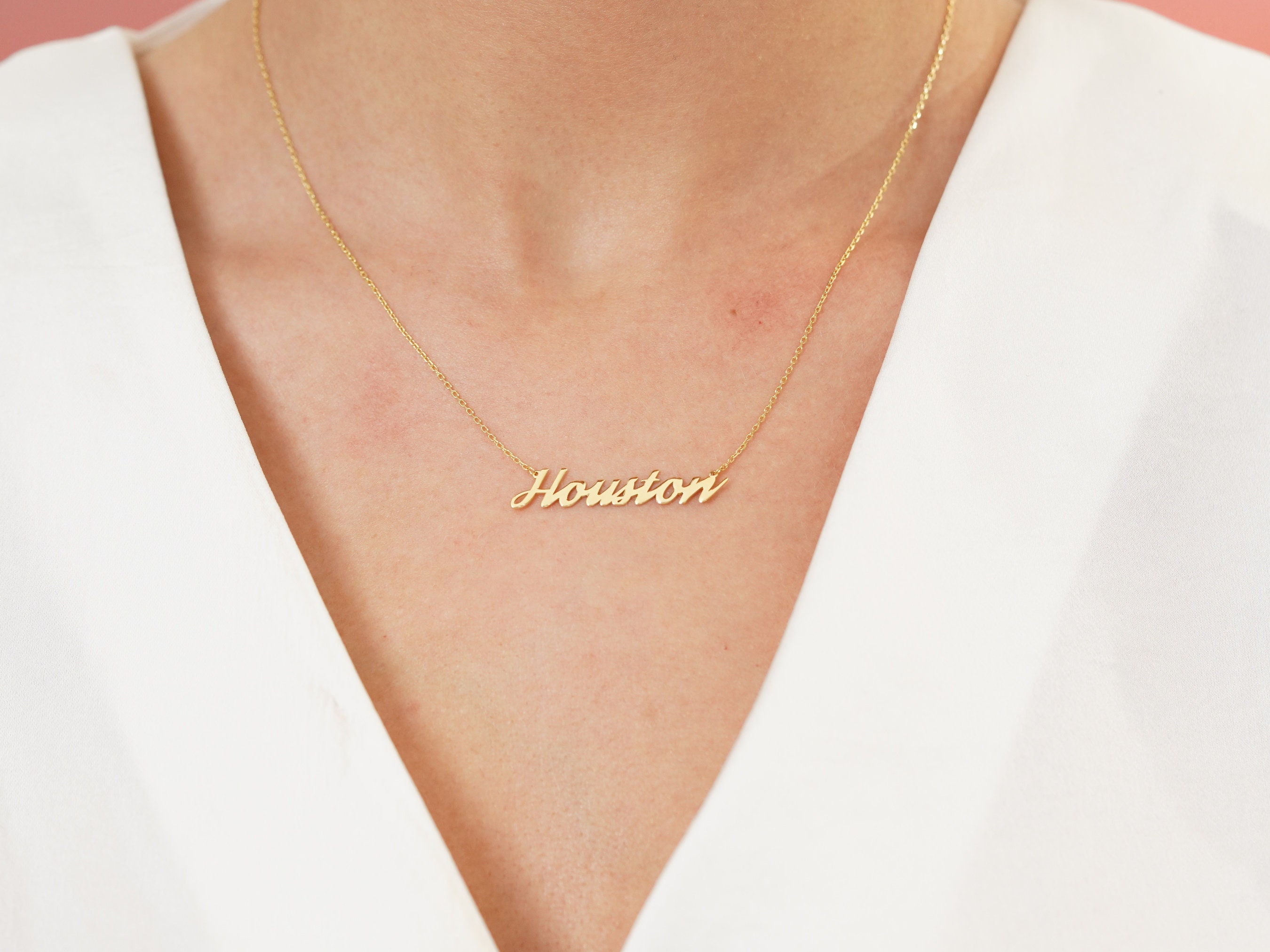 Gold Tiny Lower Name Solid Gold Tiny Name Necklace Dainty - Etsy UK