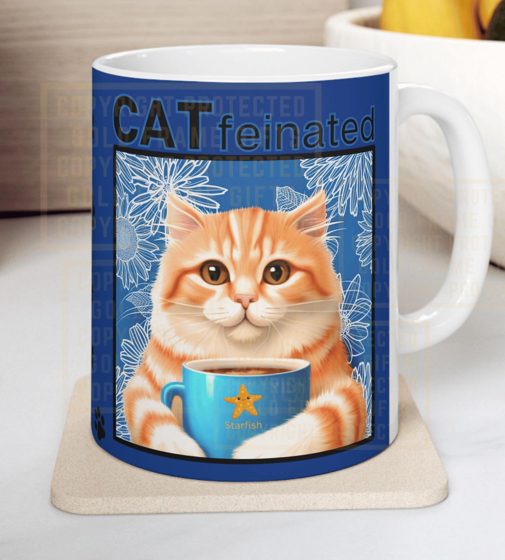 Orange Cat Mug, Catfeinated Coffee Ceramic Mug, Funny Coffee Cat Mug ...