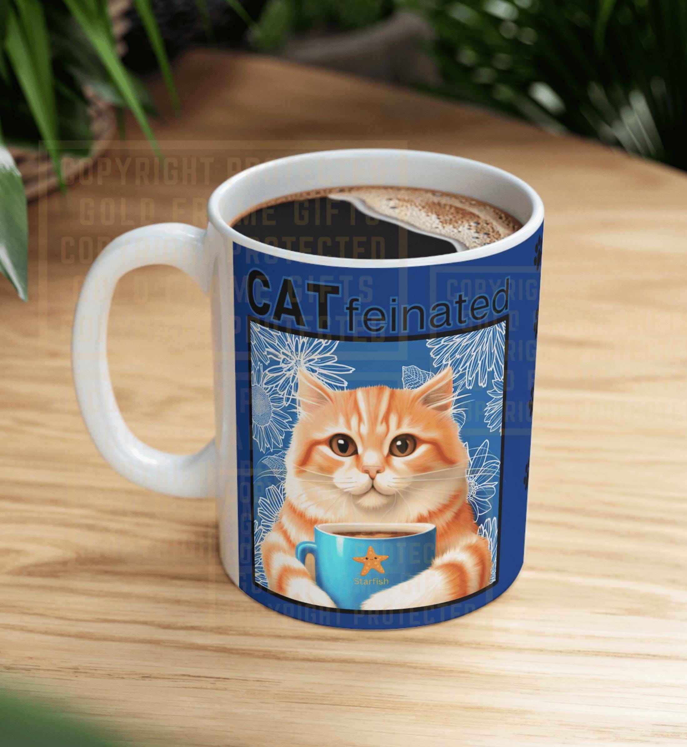 Orange Cat Mug, Catfeinated Coffee Ceramic Mug, Funny Coffee Cat Mug ...