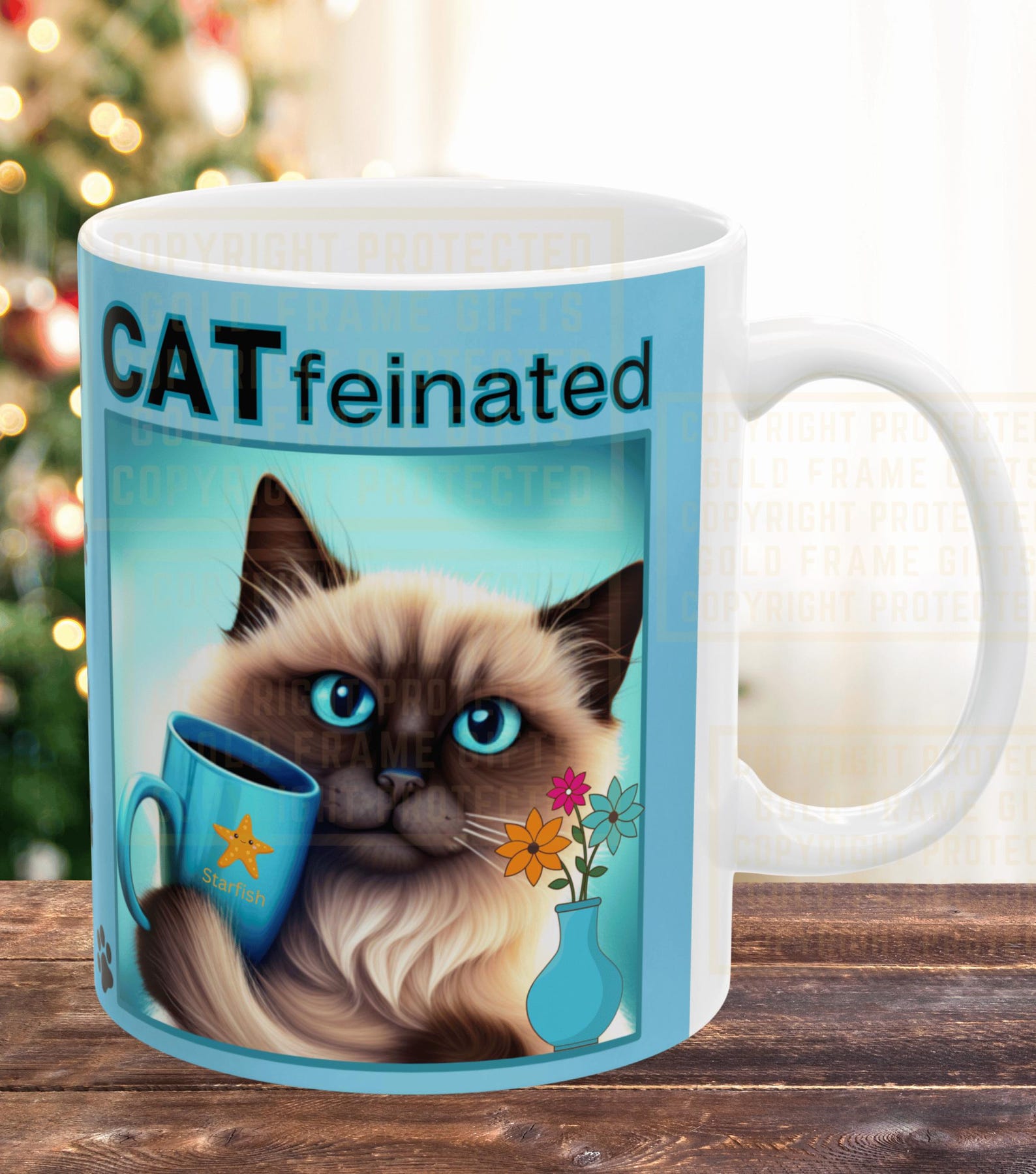 Siamese Cat Mug, Cat Catfeinated Coffee Ceramic Mug Funny Coffee Cat ...