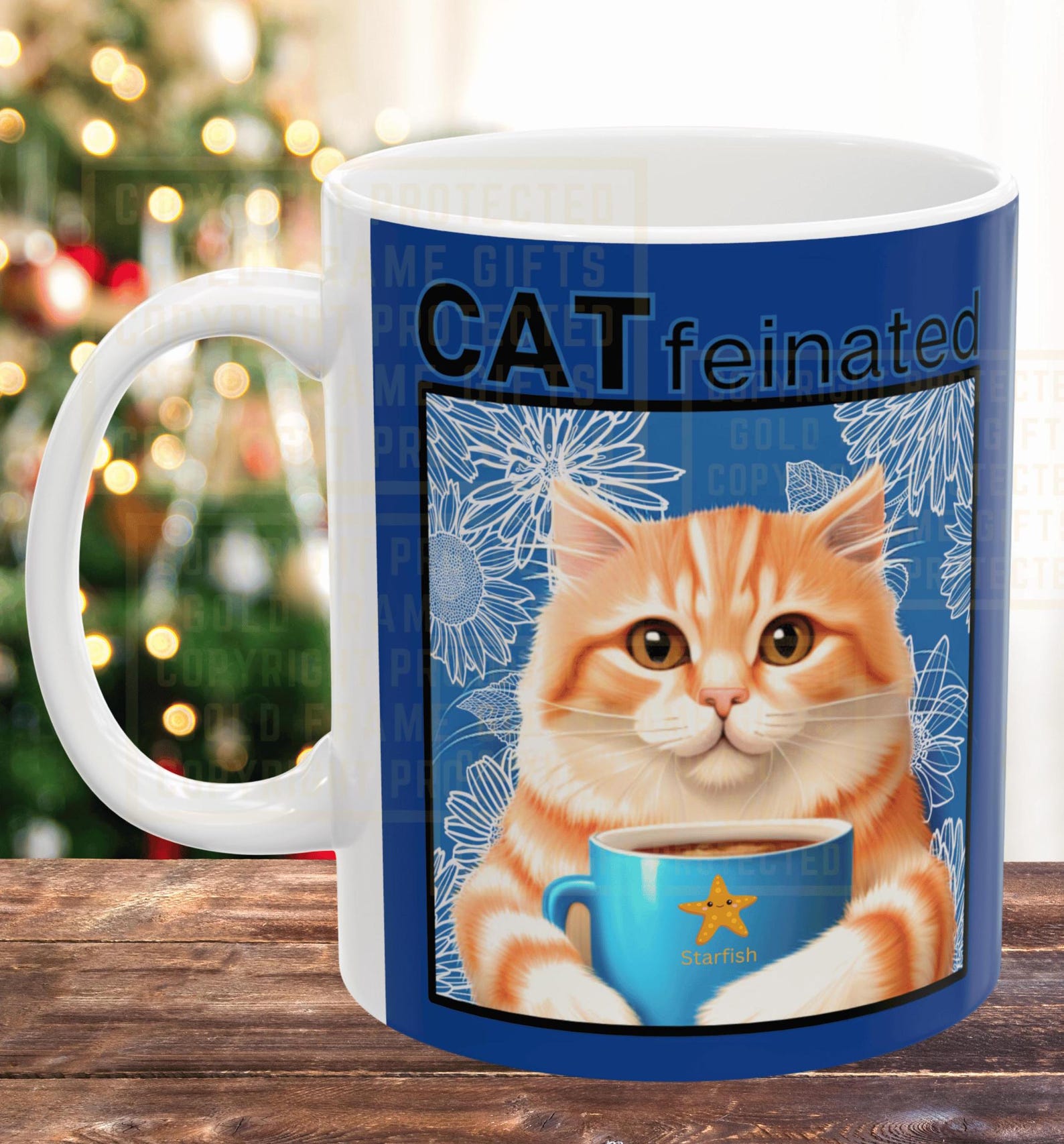 Orange Cat Mug, Catfeinated Coffee Ceramic Mug, Funny Coffee Cat Mug ...