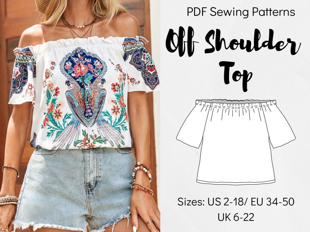 Sewing Pattern Women off Shoulder Top Digital PDF Pattern US - Etsy