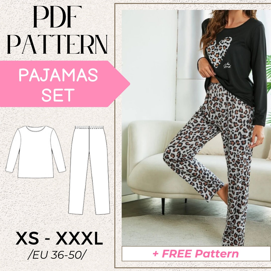 SEWING Pattern PDF Women Pajamas Set, Long Pajamas Set Pattern, Women ...
