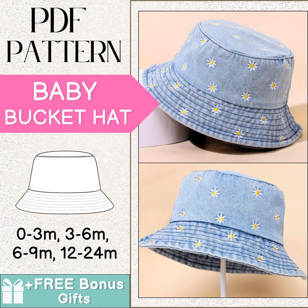 Baby Bucket Hat Sewing Pattern PDF, Summer Hat Sewing Pattern, 4 Sizes ...