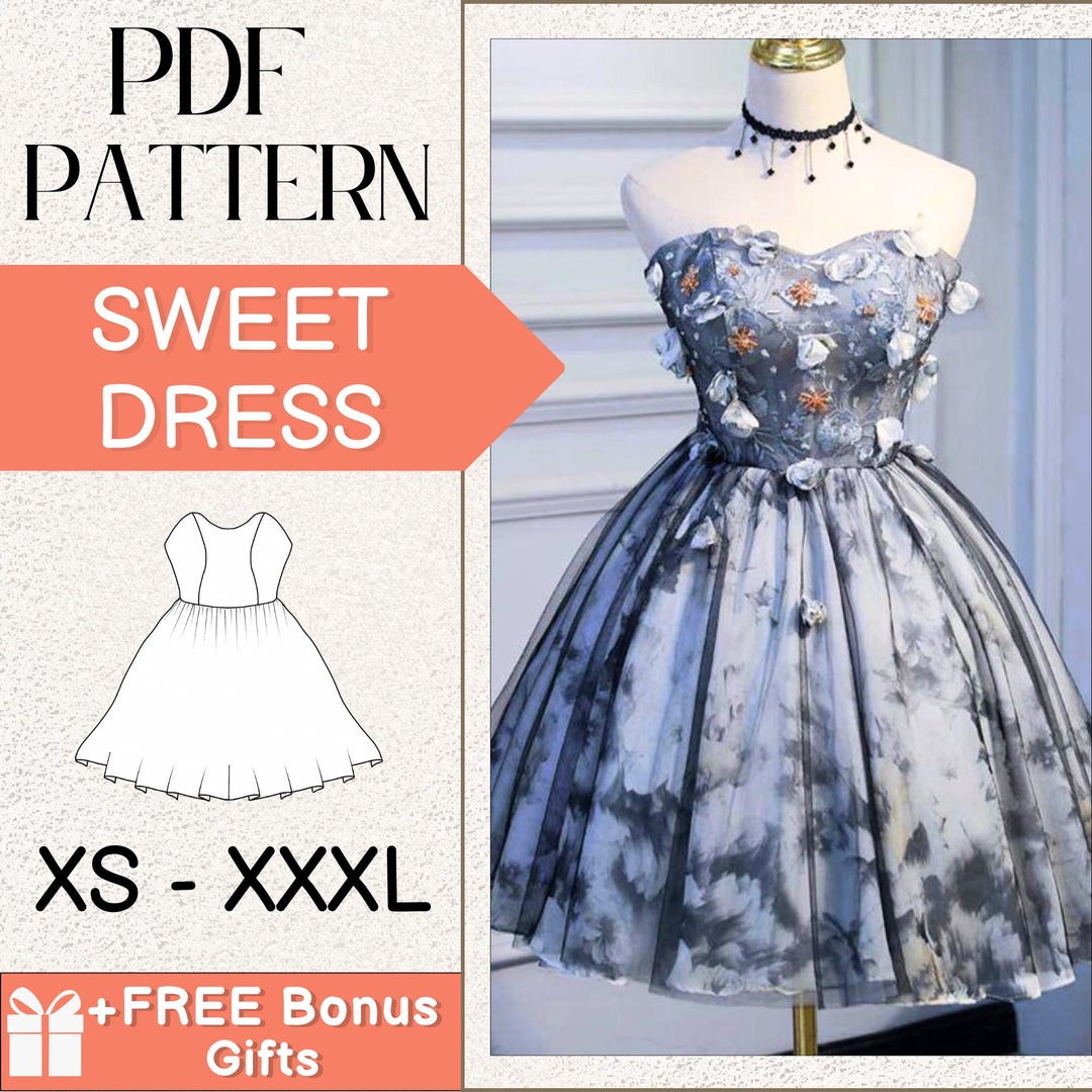 Sweetheart Dress Pattern | Sewing Pattern Dress | Women Patterns | Mini ...