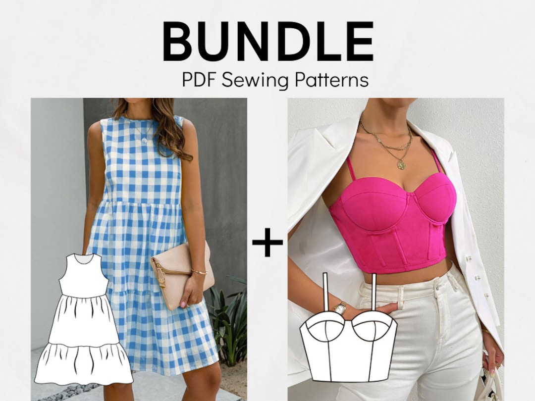 PATTERN Bustier Sewing, Women Summer Dress PDF Sewing Pattern, Bundle ...