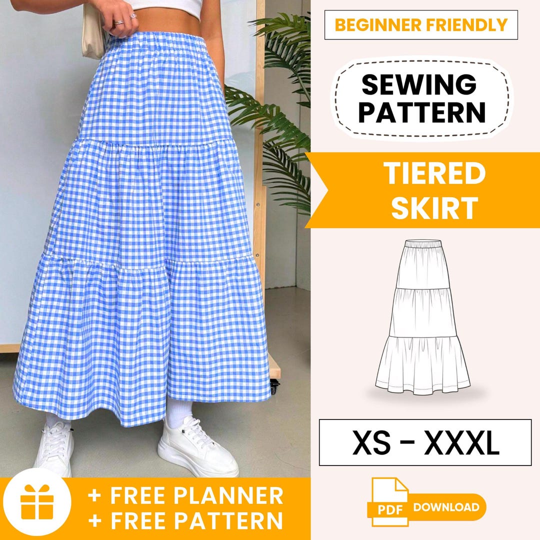 Tiered Skirt Sewing Pattern for Women PDF | Maxi Skirt Pattern | Skirt ...