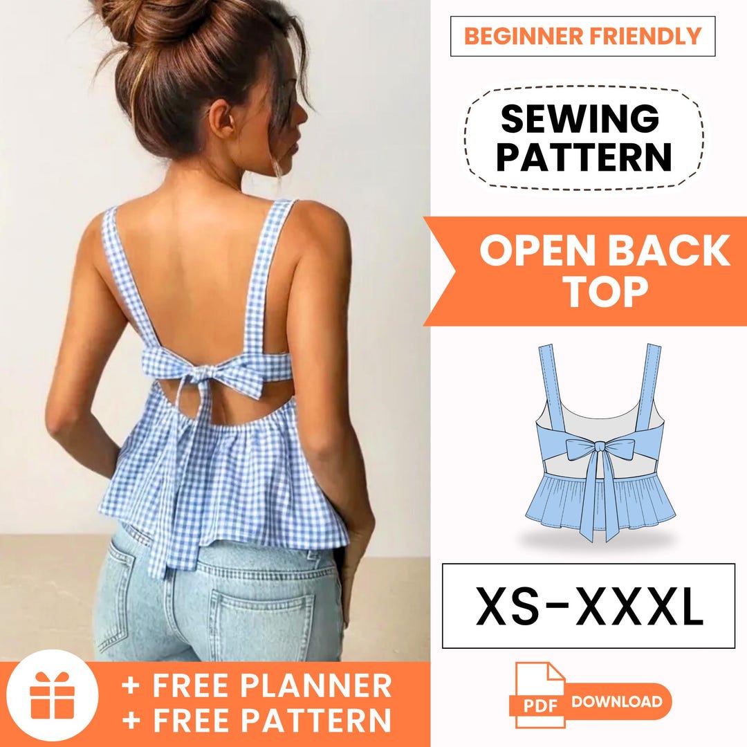 Tie Back Top Sewing Pattern, Women Sewing Pattern, Women PDF Sewing ...