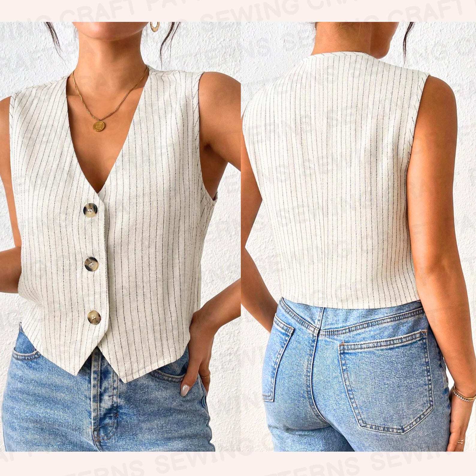 Vest Pattern, XS-XXXL, Sewing Patterns, Women Vest Sewing Pattern ...
