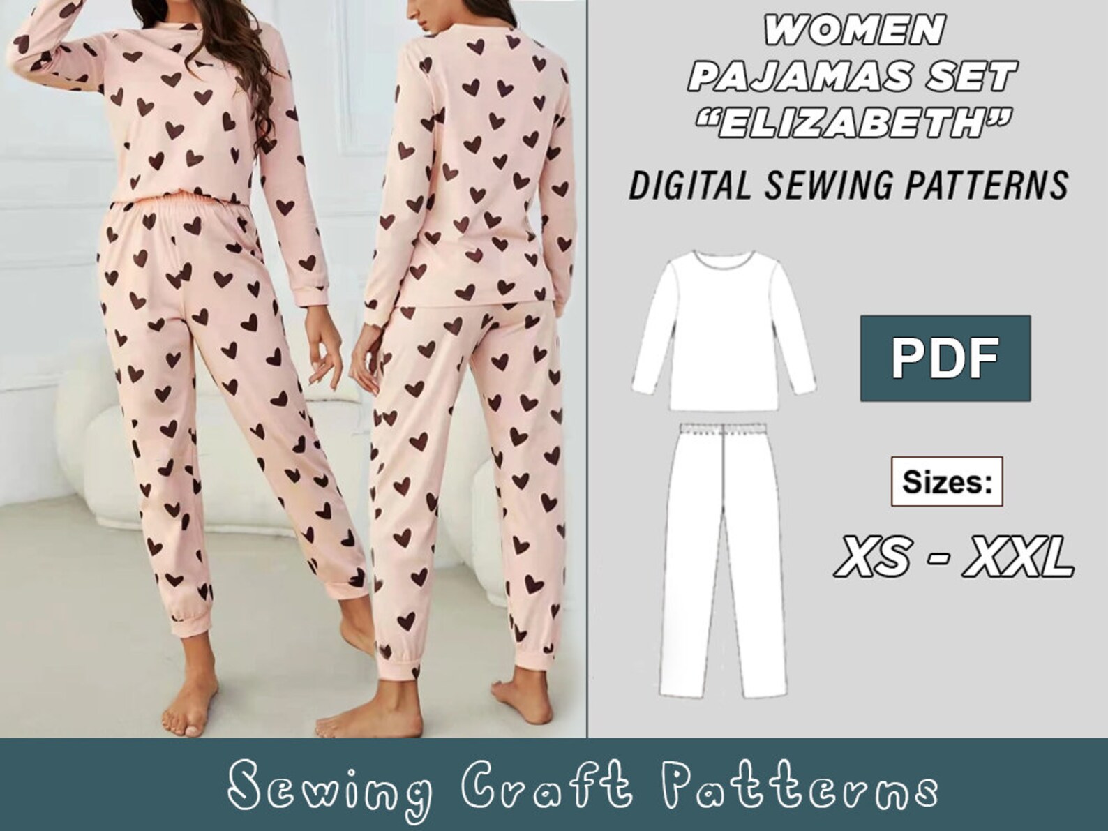 SEWING Pattern PDF Women Pajamas Set Women Nightwear Pattern - Etsy
